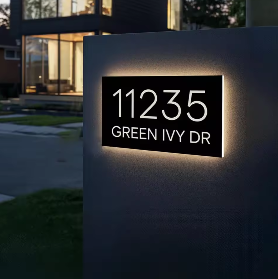 LED Custom address sign - Acrylic light up house numbers and address ...