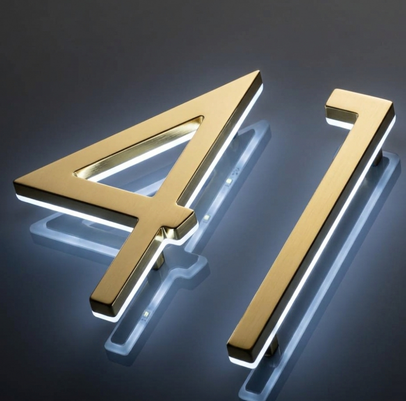 Custom Brass LED House Numbers – Bungalow Signs